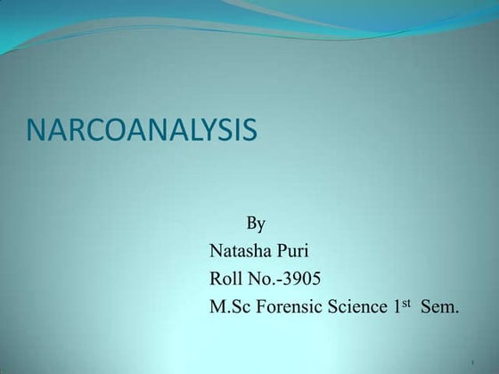 Narco analysis Technique | PPTX | Substance Abuse | Diseases and Conditions