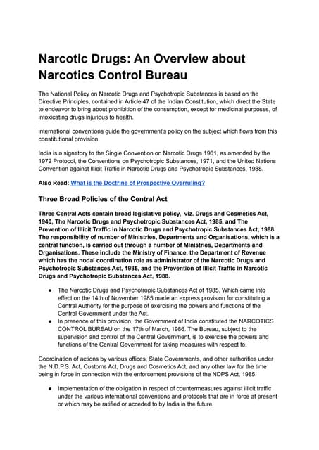 Narcotic Drug and Psychotropic Substance Act 1985 | PPT