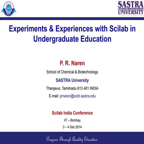 Experiments & Experiences with Scilab in Undergraduate Education | PPT