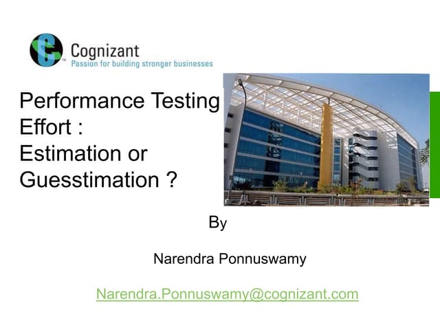 Narendra Ponnuswamy Performance Testing Effort Estimation Or