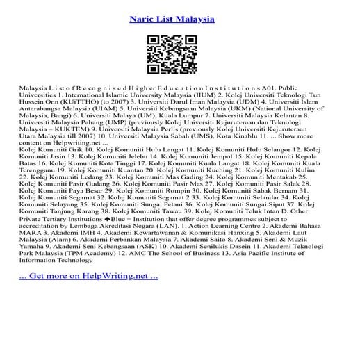 Naric List Malaysia | PDF