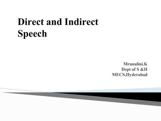 Direct And Indirect Speech | PPT
