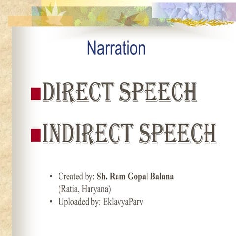 Direct and Indirect Speech/Narration With Hindi (pdf) | PDF
