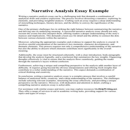 Narrative Analysis Essay Example | PDF