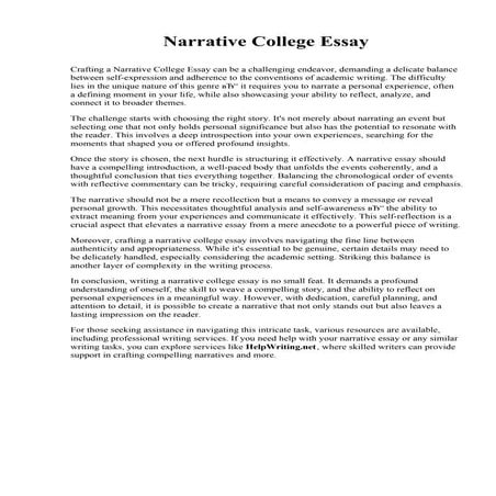Narrative College Essay | PDF