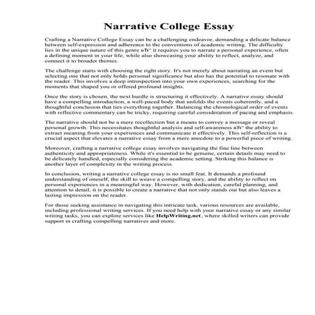 Narrative College Essay. 21 Narrative Essay Examples College Background ...