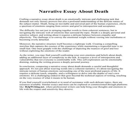 Narrative Essay About Death. Mendocino College | PDF