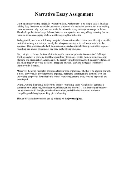 Narrative Essay Outlines. Bridgewater State University | PDF