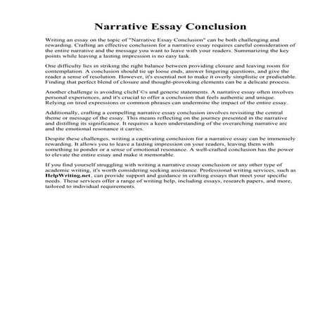 Narrative Essay Conclusion | PDF