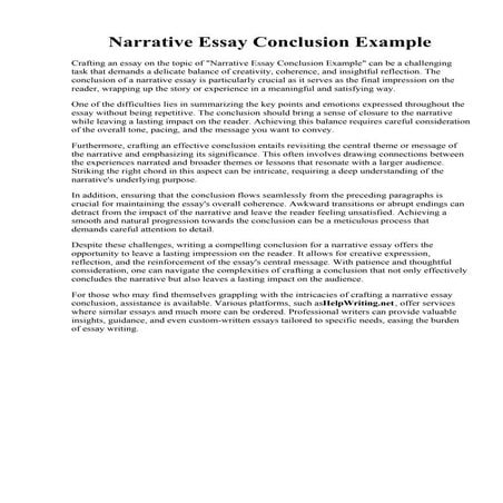 Narrative Essay Conclusion Example. Descriptive essay: Conclusion of a ...