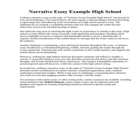 Narrative Essay Example High School.pdf | College Planning | College ...