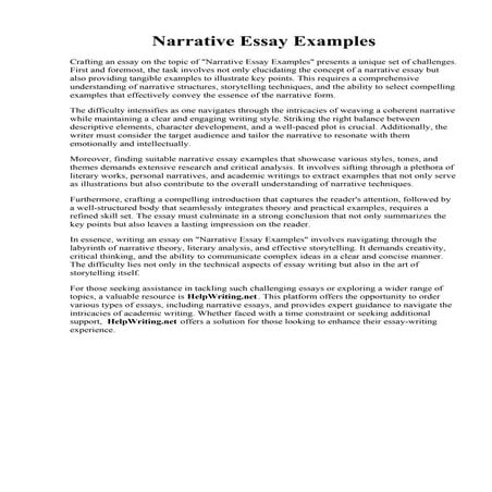 Narrative Essay Examples | PDF
