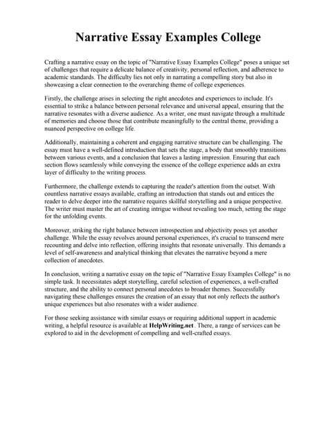 Narrative Essay Examples High School.pdf | Education