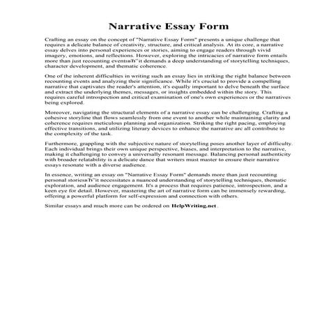 Narrative Essay Form. NARRATIVE ESSAY EXAMPLE - alisen berde | PDF ...