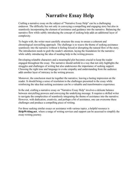 Narrative Essay Help Pdf