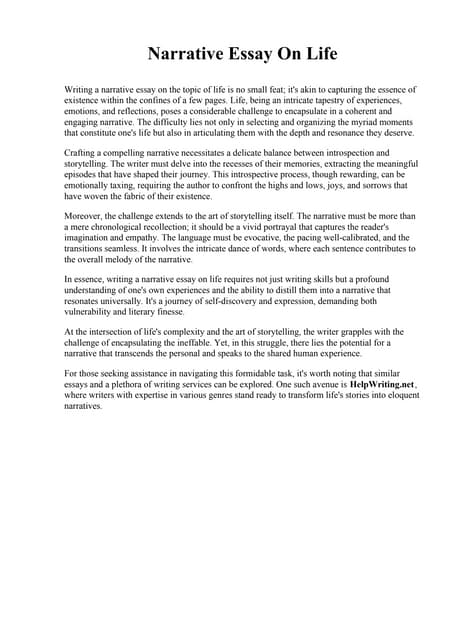 Narrative Essay Example About Life.pdf | Fiction | Books and Literature