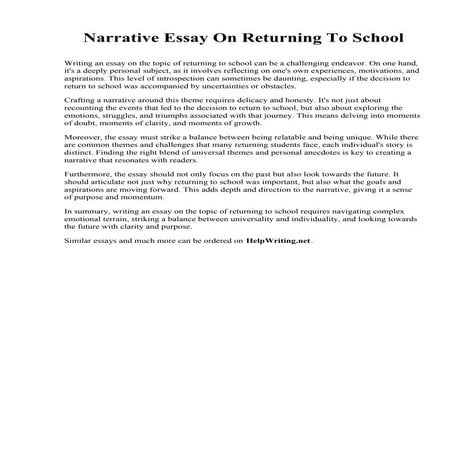 Narrative Essay On Returning To School.pdf