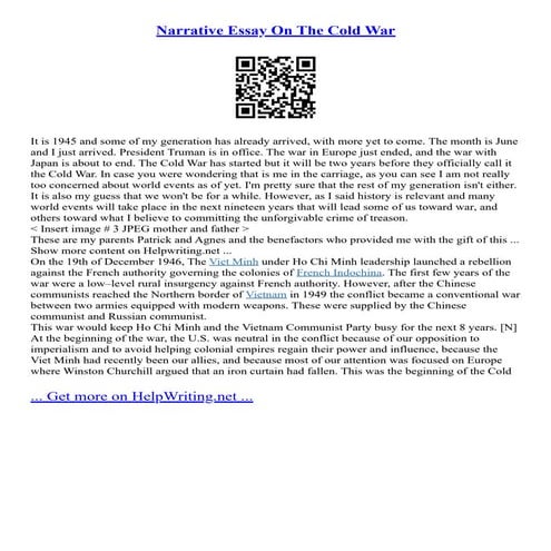 Narrative Essay On The Cold War | PDF