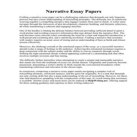 Narrative Essay Papers | PDF
