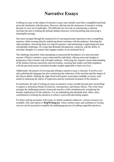 Personal Narrative Essay Sample | PDF