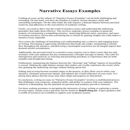 Narrative Essays Examples.pdf | Screenwriting | Content Production