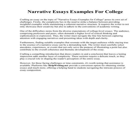 Narrative Essays Examples For College | PDF