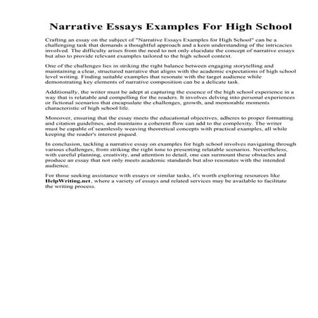 Narrative Essays Examples For High School | PDF