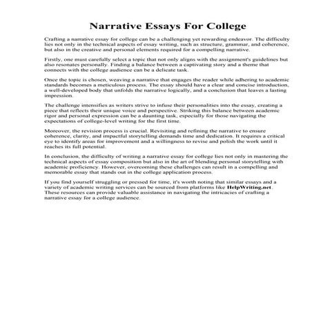 Narrative Essays For College.pdfNarrative Essays For College | PDF