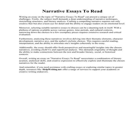 Narrative Essays To Read | PDF