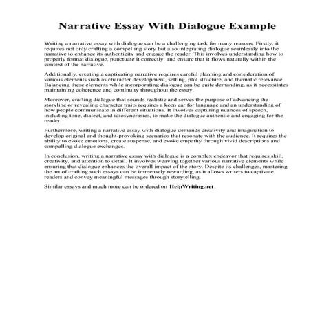 Dialogue Essay Example. Gulf Coast State College | PDF