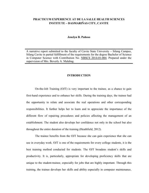 Ojt acceptance form | DOC
