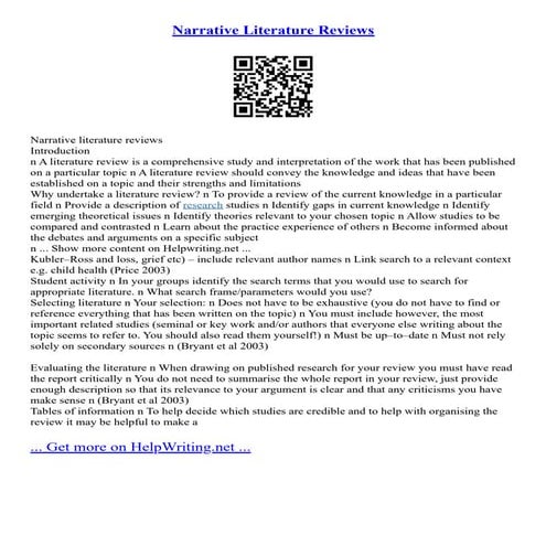 Narrative Literature Reviews | PDF