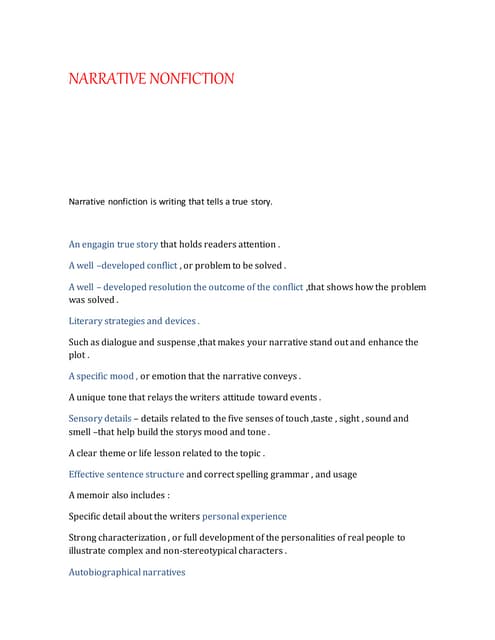 Memoirs | PPTX | Fiction | Books and Literature
