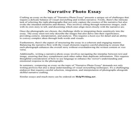 Narrative Photo Essay. Sample Narrative Essay | PDF | Fine Art ...