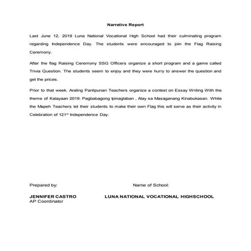 Narrative report | DOCX