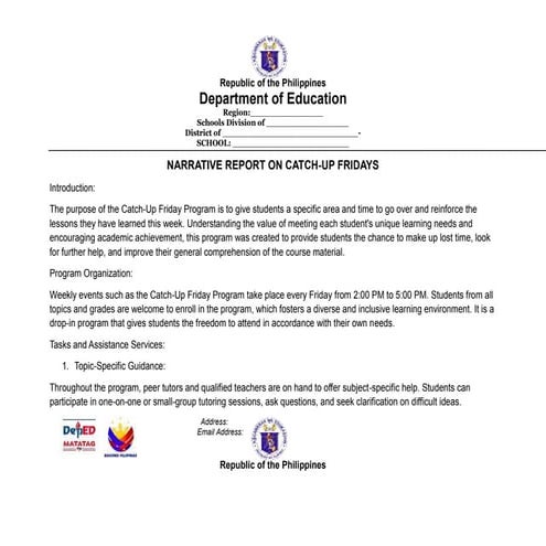 SCHOOL NARRATIVE REPORT ON CATCH-UP.docx