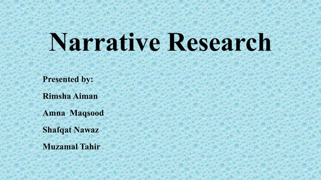 Narrative research design | PPTX