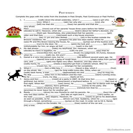 Narrative tenses.pdf worksheet to practice past tenses | PDF