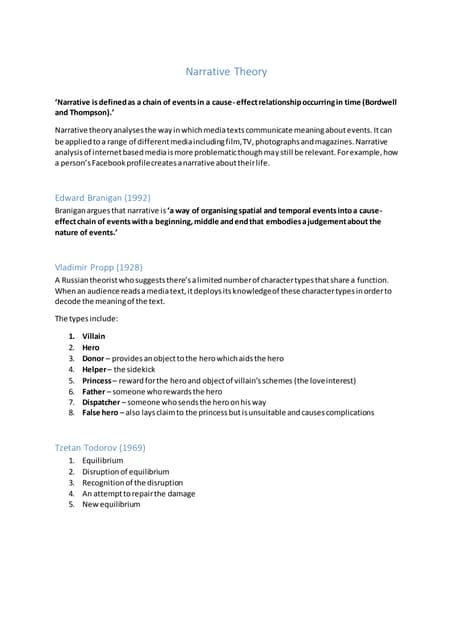 Narrative theory and genre theory | PDF