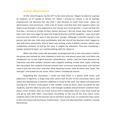 Narrative- School Observations | PDF