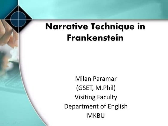 Narrative Technique of The Novel "Frankenstein".pptx | Books and Literature
