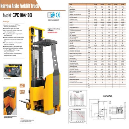 Narrow aisle forklift truck cpd10 a | PPT