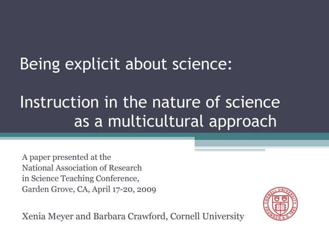 Instruction In Nature Of Science As A Multicultural Approach Ppt