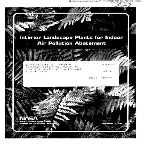 NASA - AIR FILTERING PLANTS - A Study of Interior Landscape Plants for ...
