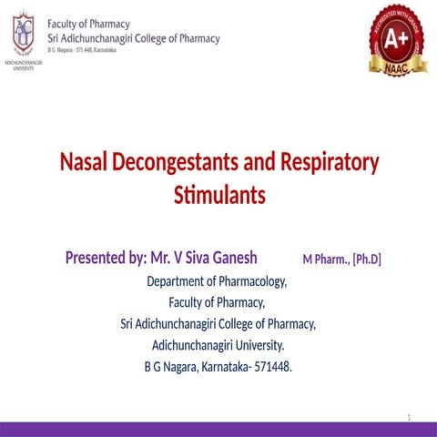 Nasal Decongestants and Respiratory Stimulants | PPTX