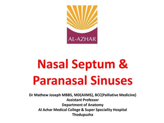 Nasal cavity and paranasal sinuses radiologic anatomy | PPTX