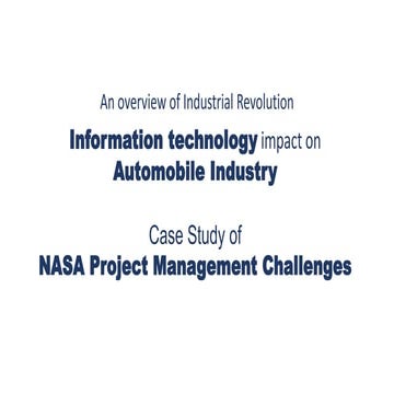NASA Project Management Challenges and IT Contribution to Automobile ...