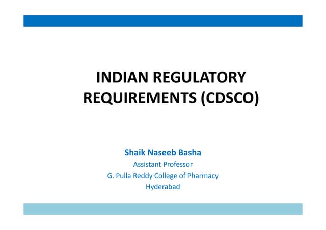 CDSCO- CENTRAL DRUG STANDARD CONTROL ORGANISATION | PPTX