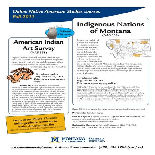 Online Native American Studies courses, Fall 2011 | PDF