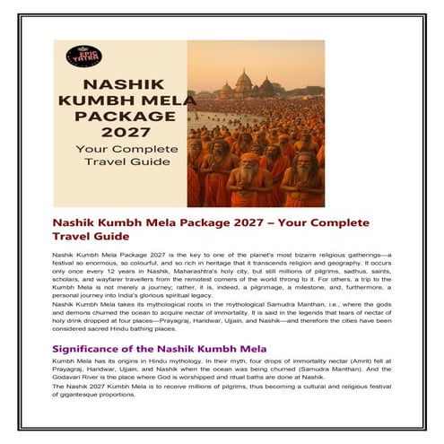Nashik Kumbh Mela Package 2027 – Your Complete Travel Guide | PDF
